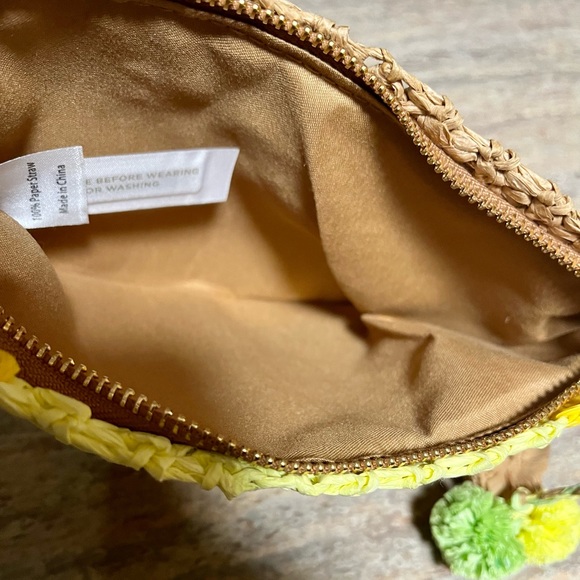 LOFT | Bags | Nwt Loft Lemon Sliced Straw Clutch With Poms | Poshmark